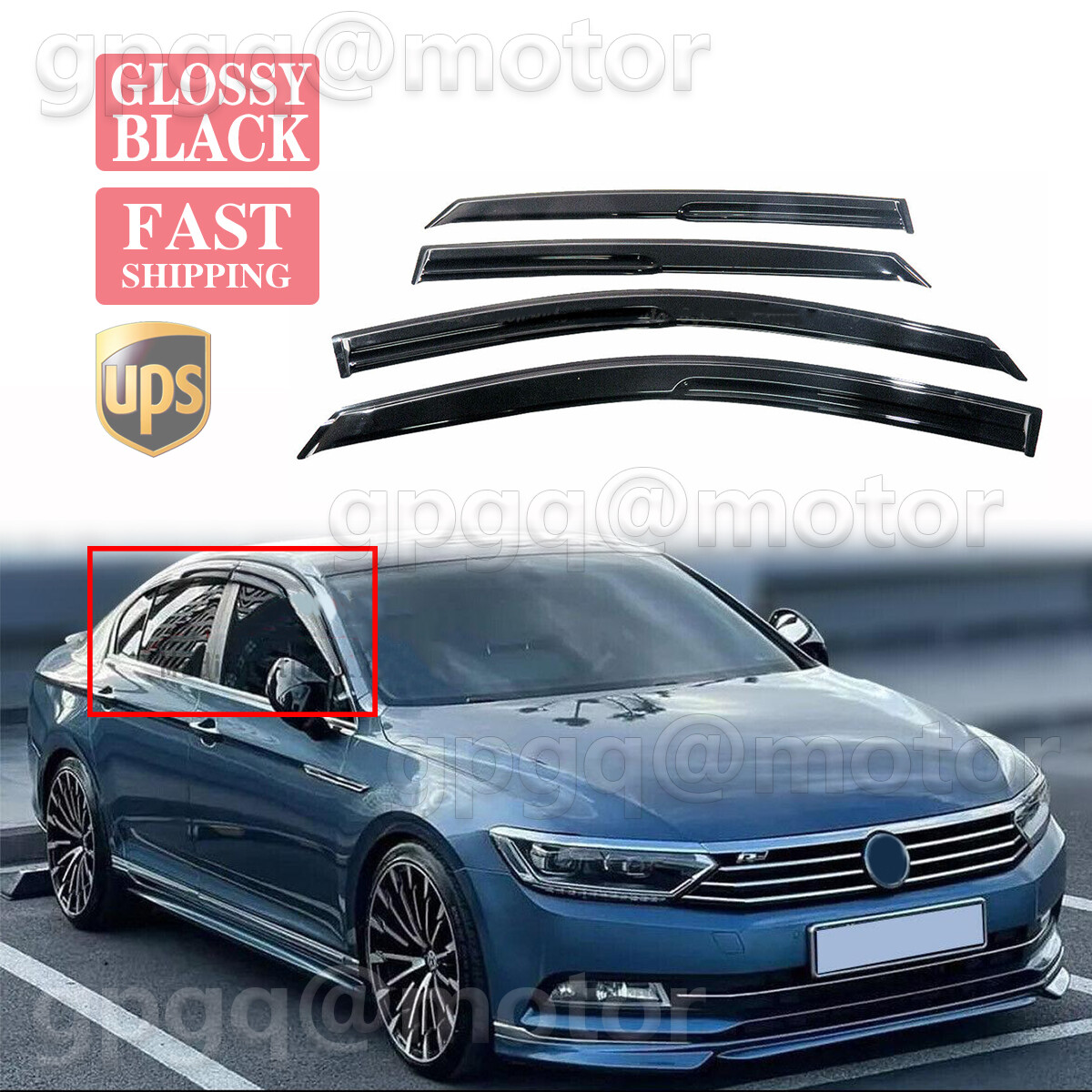 For VW Passat Sedan 12-18 JDM-Mugen Style Window Visor Rain Guard ...