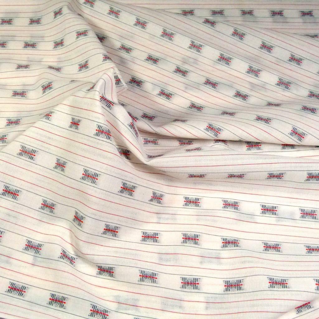 Vintage Embroidered Dimity Superb Quality Cotton Gray & Red on Ivory ...