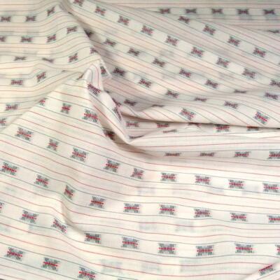 Vintage Embroidered Dimity Superb Quality Cotton Gray & Red on Ivory ...