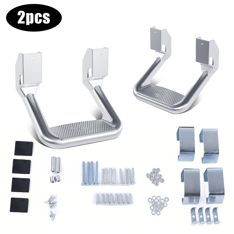 WHITE ALUMINUM FOR UNIVERSAL PICKUP TRUCK/SUV SIDE HOOP STEPS 12" WIDTH ...