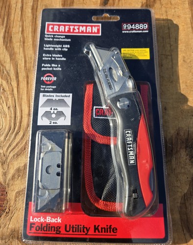NOS SEARS Craftsman Folding Lock Back Utility Knife RED & Black w ...