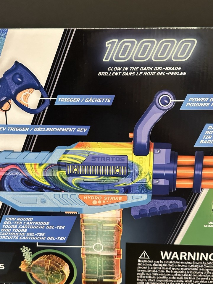 Hydro Strike Stratos Gel-Tek Blaster Gun Glow Gel Beads 1200 Round NEW ...