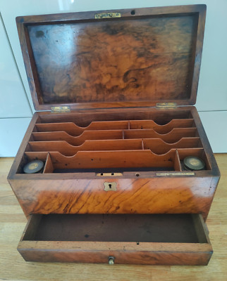 Antique Victorian Walnut Wood Stationary /Letter / Writing Box .Superb ...