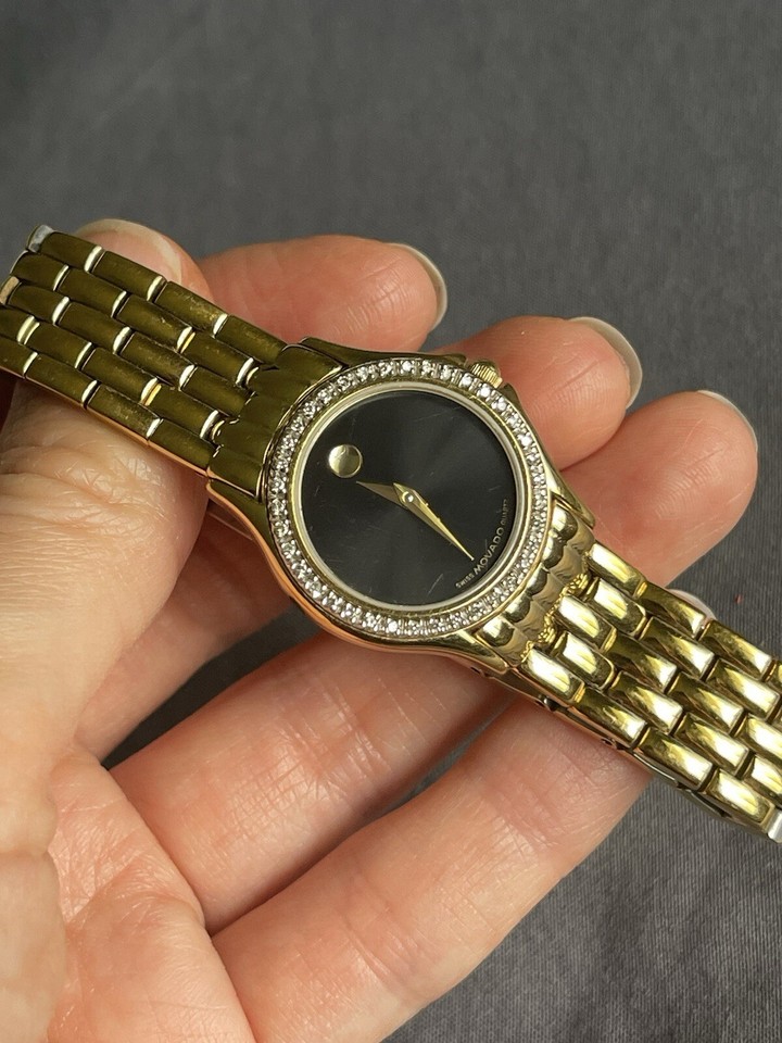Movado Folio Gold-Tone 23mm Watch w/ Diamond Bezel (0.60 cts) - Model ...