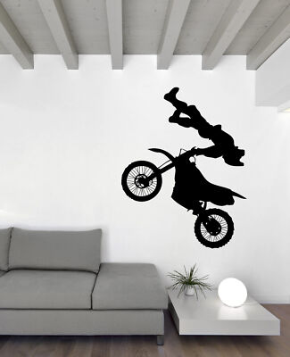 Vinyl Decal Wall Sticker Motorcycle Racer Motocross Jump Stunt ...