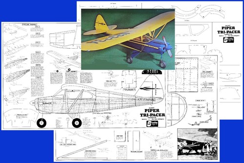 Sterling Model Airplane Plans (RC-UC): Piper Tri-Pacer 44" Scale for ...