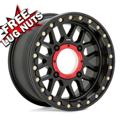 15 inch 15x7 KMC UTV KS235 Beadlock Satin Black wheels rims 4x110 +10 ...