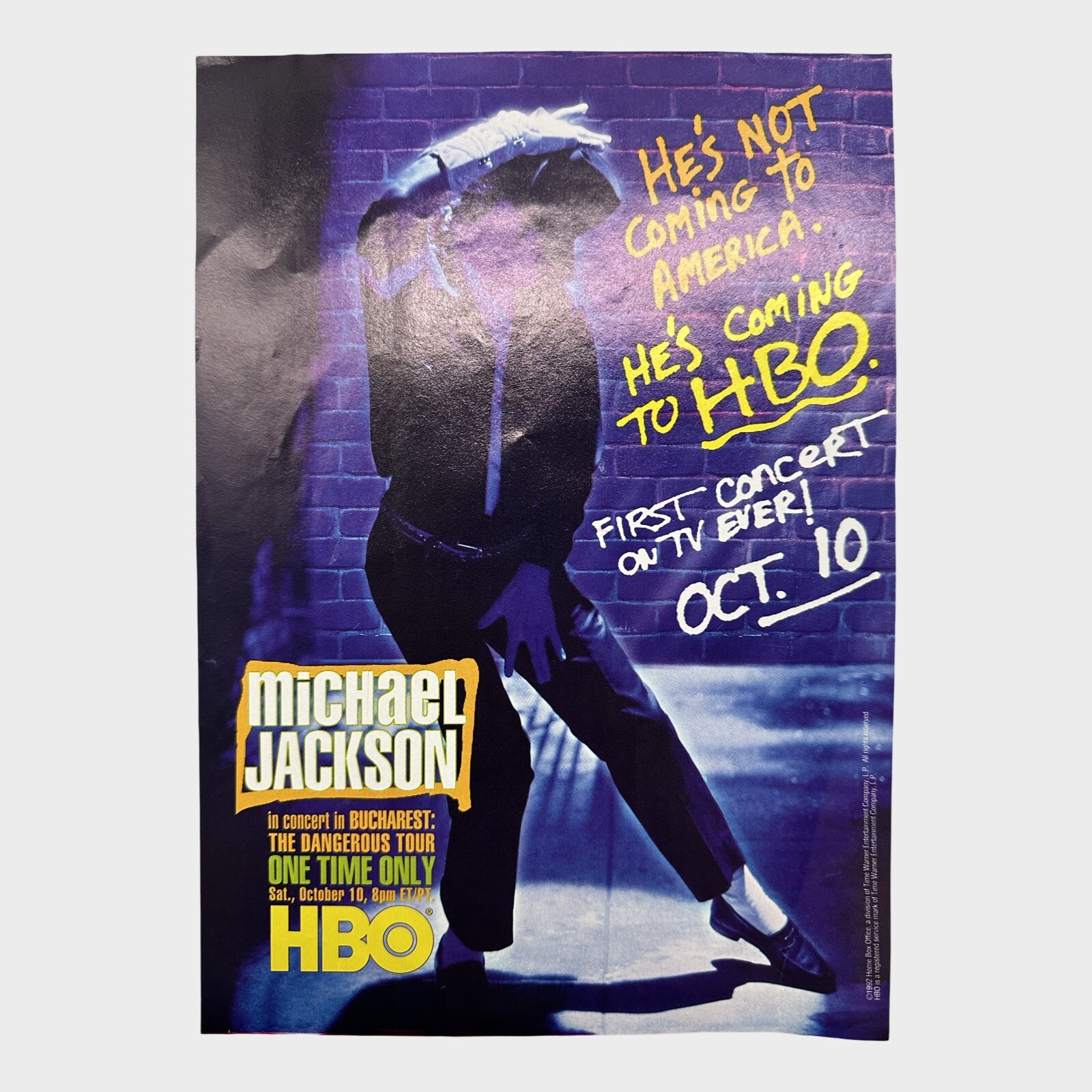Original 1992 Michael Jackson Dangerous HBO Concert Promo Magazine Advert