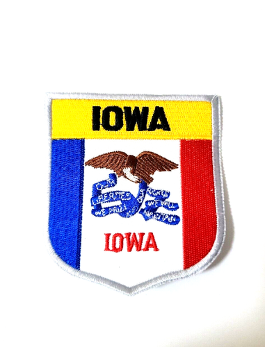 Iowa State Flag Shield Patch Badge Travel Embroidered Sew On NEW | eBay
