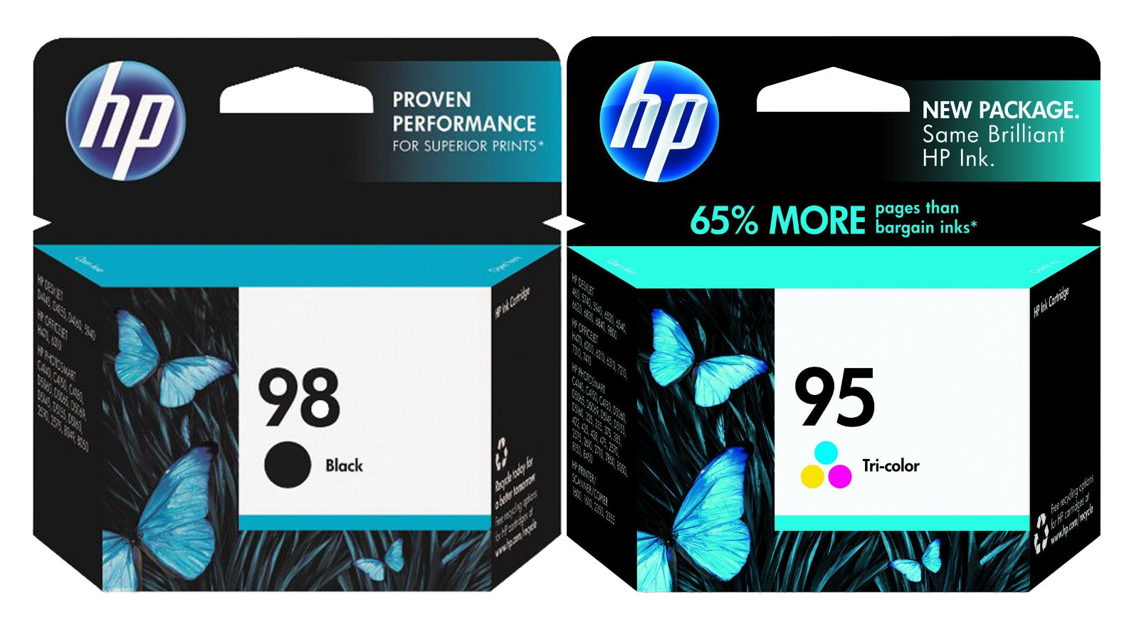 GENUINE NEW HP 98 95 (C9364WN/C8766WN) Black Color Ink Cartridge 2-Pack ...