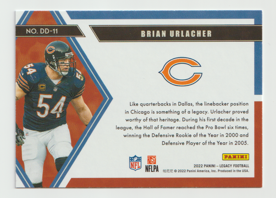 2022 Panini Legacy Decade of Dominance #11 Brian Urlacher - Chicago ...
