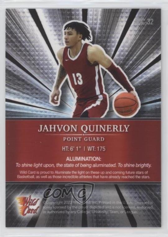 2021 Wild Card Alumination Holo-Lux Silver Sparkle /50 Jahvon Quinerly ...