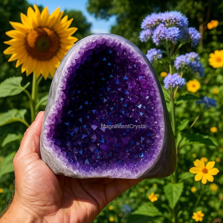 Amethyst Geode Cluster Purple Phantom Quartz Crystal Healing Reiki Art ...