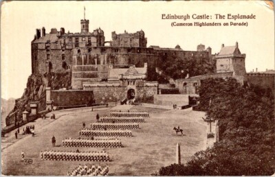 Vintage postcard - Edinburgh Castle: The Esplanade Cameron Highlanders ...
