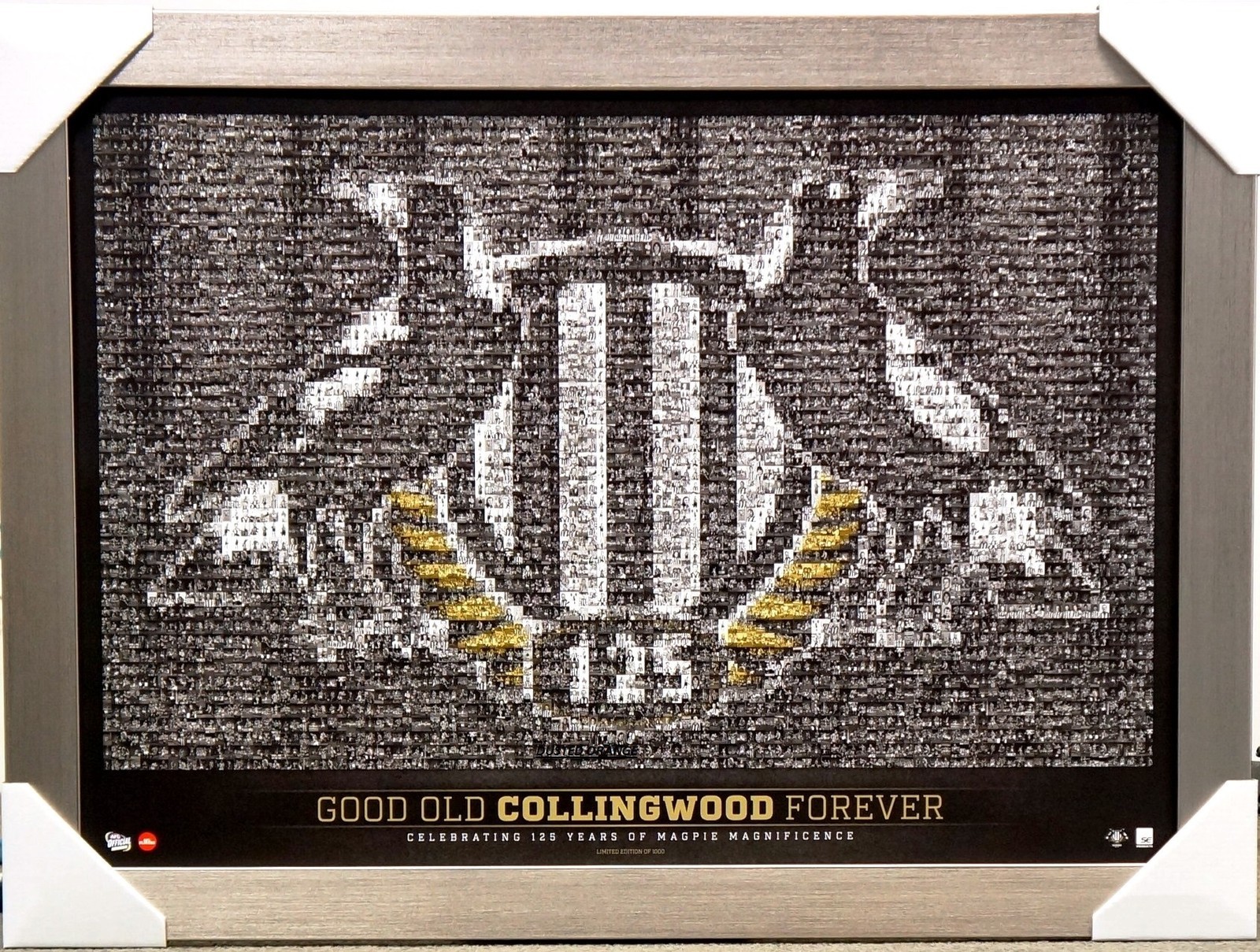 COLLINGWOOD AFL PRINT FRAMED - 125 YEAR HISTORAL MOSAIC 1250+ IMAGES ON ...