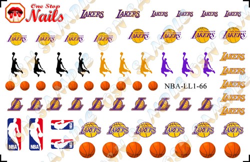 NBA Los Angeles Lakers Nail Art Waterslide Nail Decals. Set of 66. FAST ...
