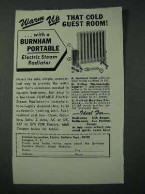 1948 Burnham Portable Electric Steam Radiator Ad - That Cold Guest Room ...