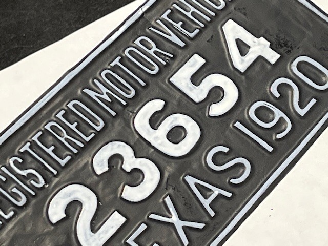1920 TEXAS PASSENGER LICENSE PLATE ORIGINAL RADIATOR SEAL CAR ...