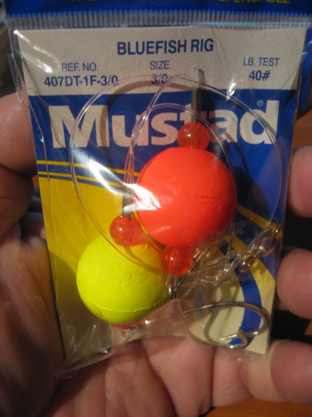 2 Genuine Mustad BlueFish Fishing Rigs 40 Lb Line 3/0 Hooks 407DT-1F-3/ ...