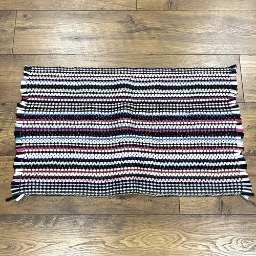 NEW Handmade Woven Rag Rug 18x31 Fringe Throw Rug Cotton Multicolor ...
