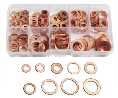 200XAssorted Solid Copper Car Engine Crush Washers Kit Seal Flat Ring ...