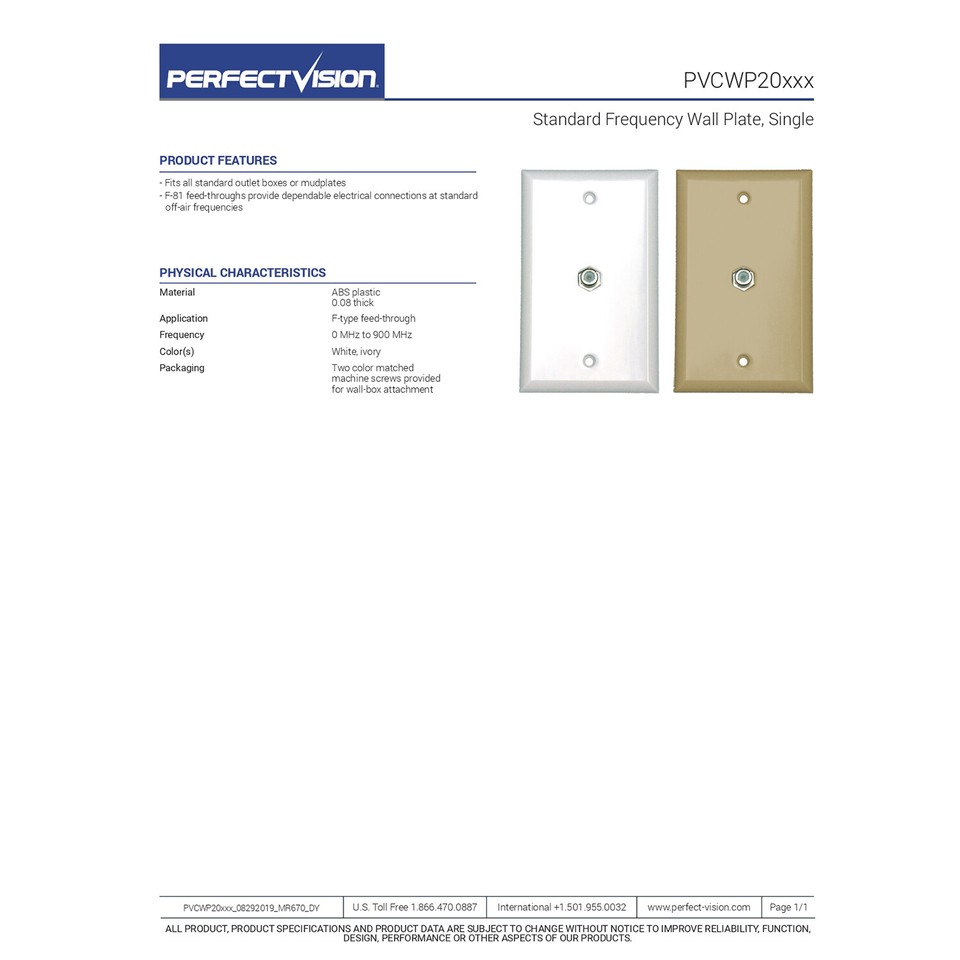 Coaxial RG6 Keystone F81 Single Jack Wall Plate White Cable TV | eBay