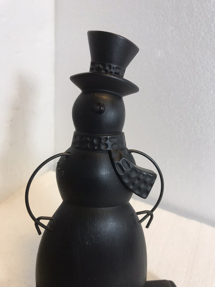 Black Metal Snowman Stocking Holder With Wire Arms 7-1/4 Inch Tall | eBay