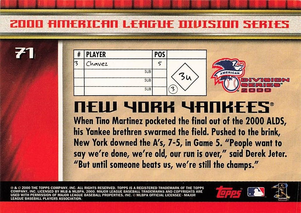 New York Yankees Subway Series Topps 2000 Baseball Card #71 | eBay