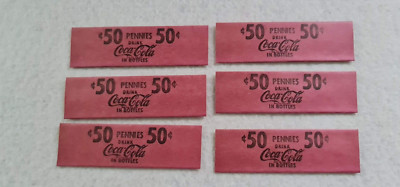 COCA COLA in Bottles Coin Roll Wrappers 50c PENNIES 1950 lot of 6 ...