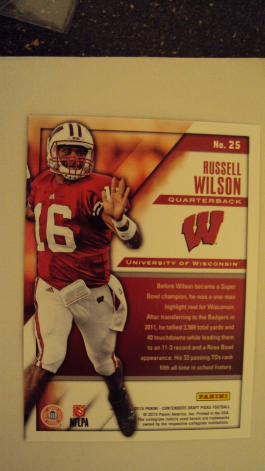 2015 Panini Contenders Passing Grades Russell Wilson Wisconsin Badgers ...