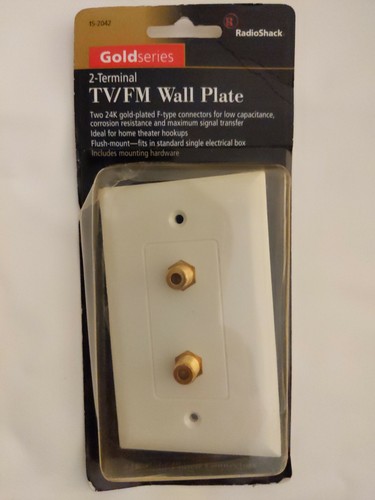 Radio Shack F-Type Dual Port TV Coaxial Coax RG6 RG59 Wall Plate Gold ...