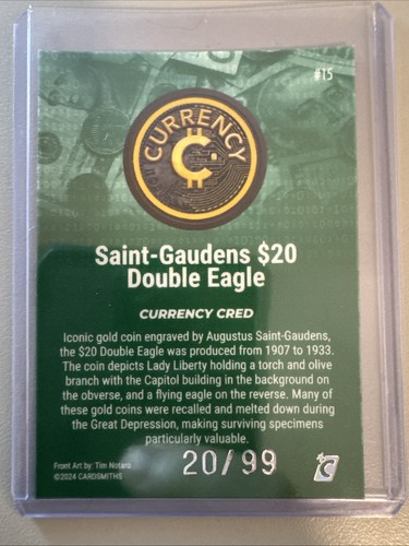 Cardsmith Currency Saint-gardens $20 Double eagle #15 - Emerald - 20/99 ...