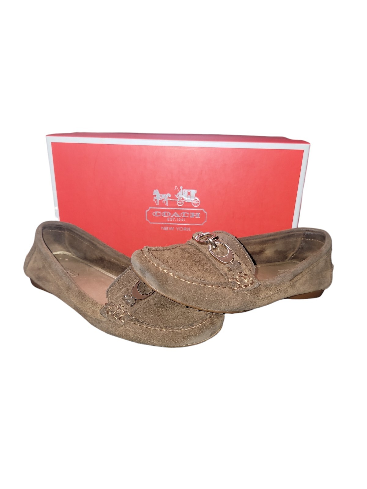 Coach Fortunata Brown Suede Logo Bit Loafers Pull On … - Gem