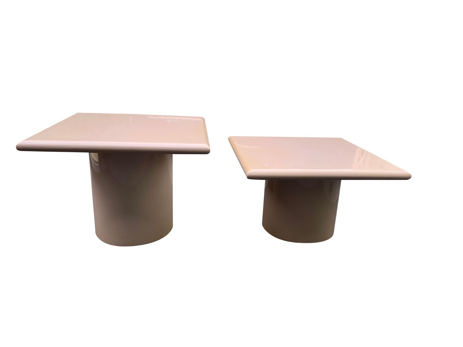 Vintage 1980s Mauve Postmodern Lacquered Tessellated Side Tables - Set ...