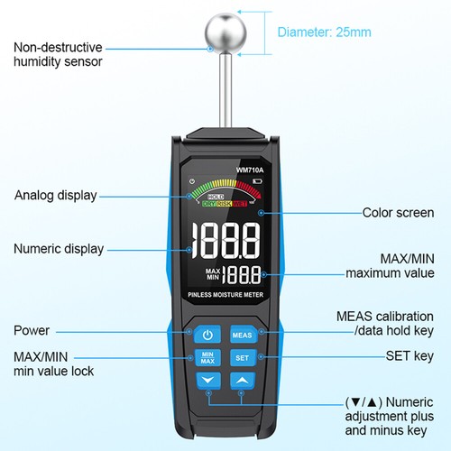 Wood Moisture Meter Wood Wall Floor Damp Tester Hygrometer Humidity ...