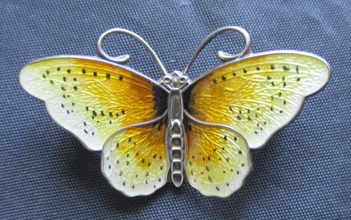 HROAR PRYDZ BUTTERFLY BROOCH /PIN STERLING AND ENAMEL NORWAY NORWEGIAN ...
