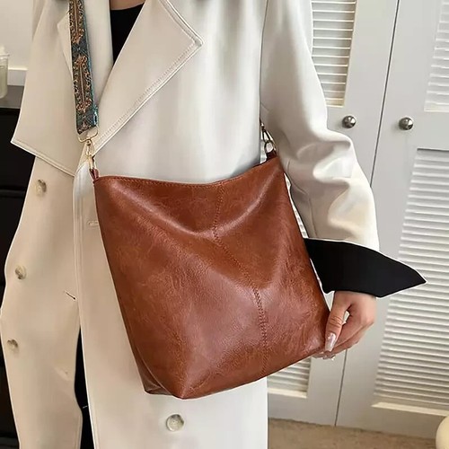 Womens Handbag Cross Body Faux Leather Medium Shoulder Bag Brown Funky ...