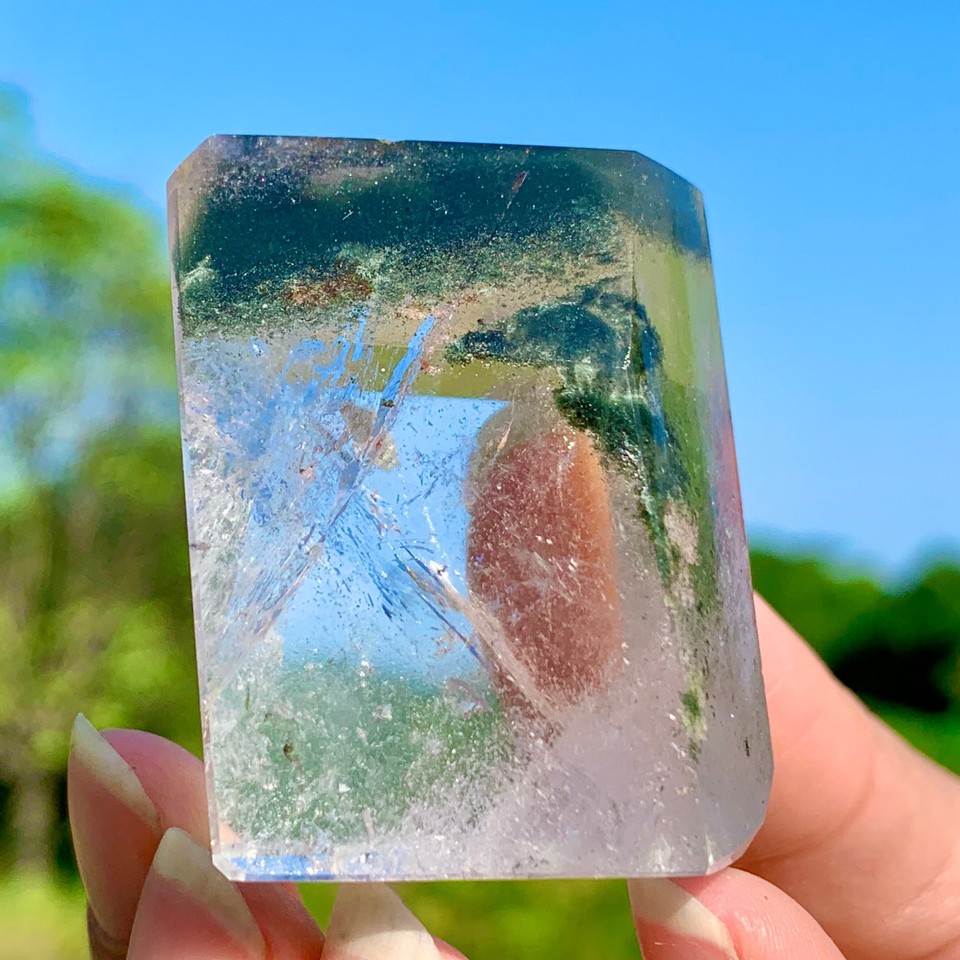 80G AAA Grade Natural Green Ghost Phantom Quartz Crystal Gem Mineral ...