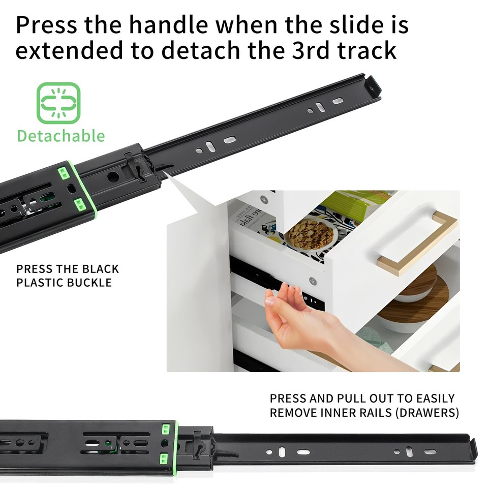 Drawer Slides Full Extension 18 inch Ball Bearing Drawer Rails Soft ...