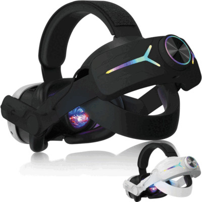 For Meta Oculus Quest 3 VR Headset LED RGB Elite Head Strap w/8000mAh ...