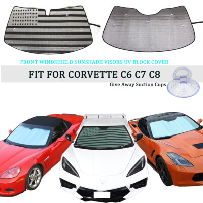 Windshield Sunshade Visors UV Block Cover W/ Suction Cups For Corvette ...