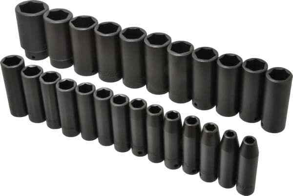 Proto J74216 Deep Impact Socket Set: 25 Pc 8 to 36 mm Socket, 6 Point ...