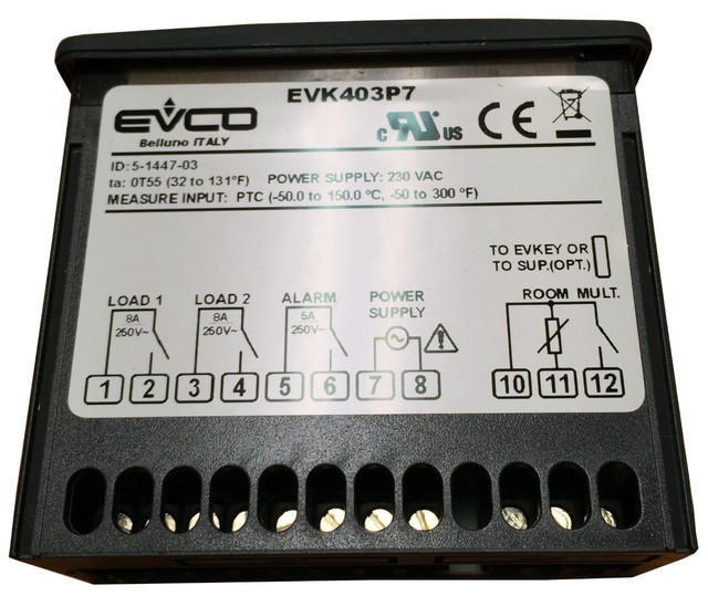 EVCO REFRIGERATION 2 OUTPUT& 1 ALARM 8A 240V DIGITAL CONTROL EVK403P7 ...