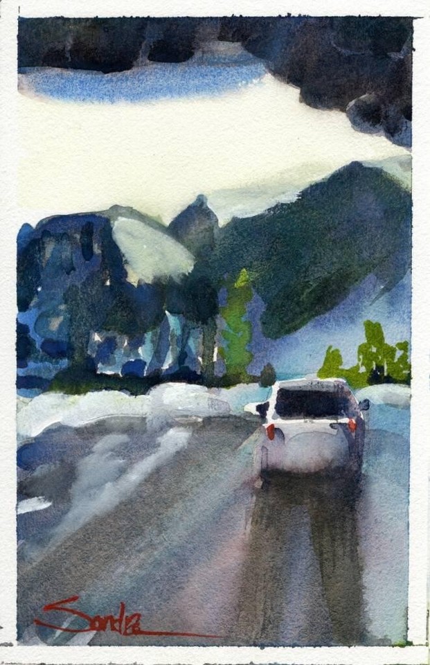 Half Dome from the Highway : Sandra Watercolors™ California : ORIGINAL ...