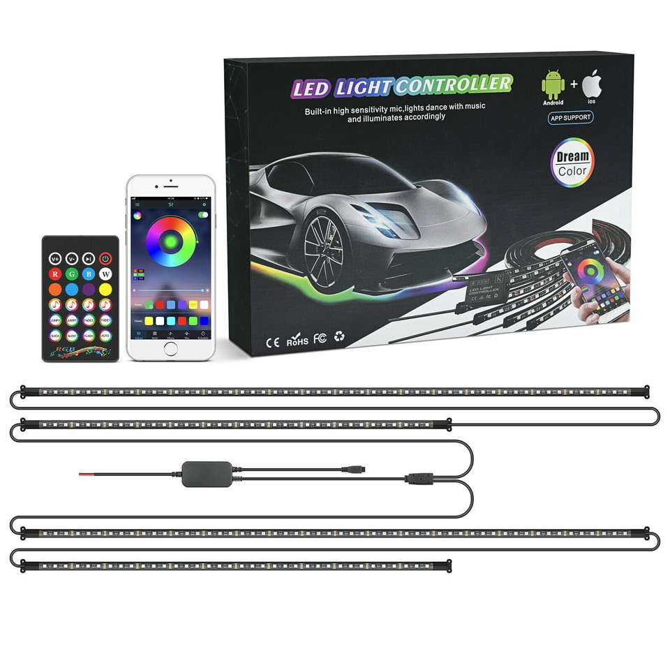 MICTUNING RGB LED Strip Under Car Tube Underglow Underbody System Neon ...