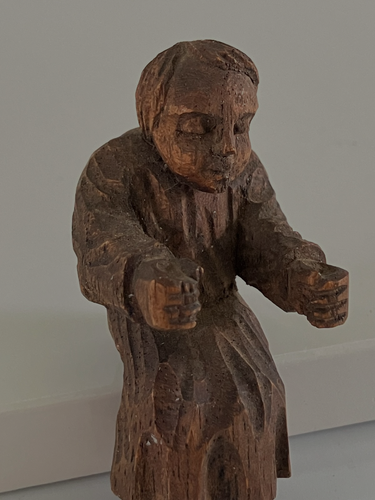 Vintage Hand Carved Wood Monk Friar Priest Shelf Sitting Folk Art ...