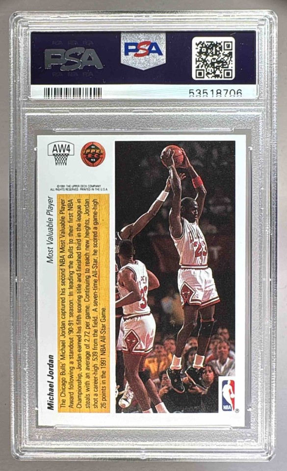 53518706 Michael Jordan 1991 Upper Deck #AW4 Award Winner Holograms PSA ...