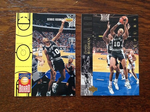 2 card lot. dennis rodman 1993/94 upper deck card #421 & 1994 upper ...