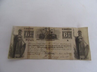1837 Corporation of the Borough of Reading 6 1/4 Cents Fractional Bank ...