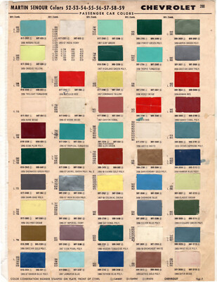 1954-1959 Chevrolet Chrysler Paint Chips Martin Senour 2PGS